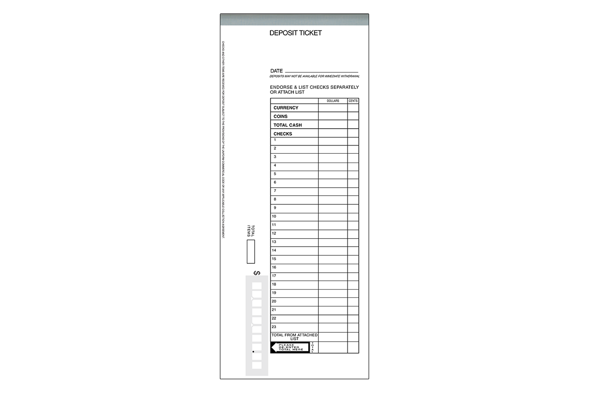 Deposit Slip Worksheet