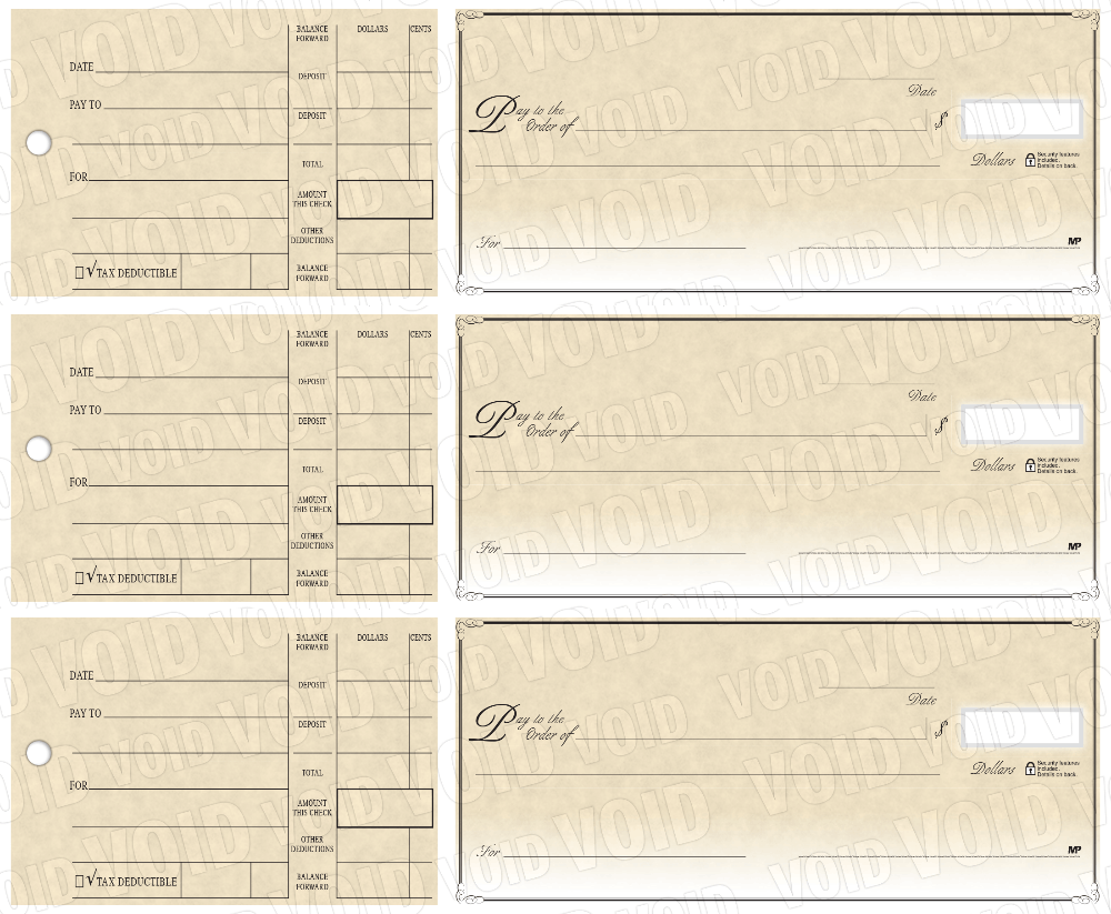 Antique 3-Up Desk Checks | Checkworks