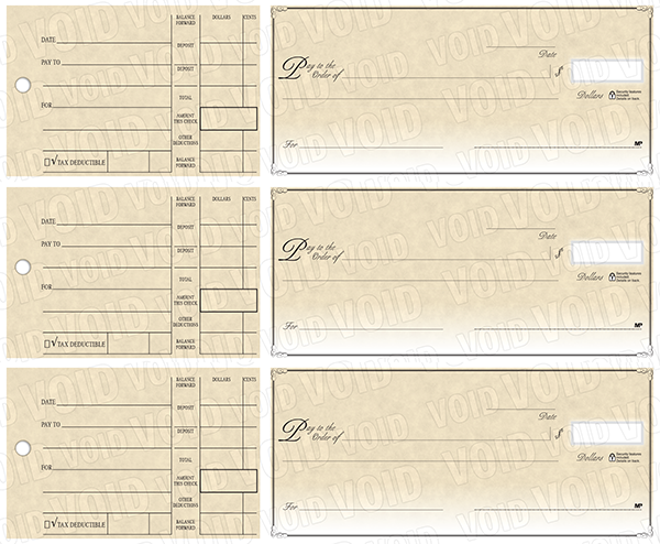 Desk Checks with Binder - 3 to a page - CheckWorks