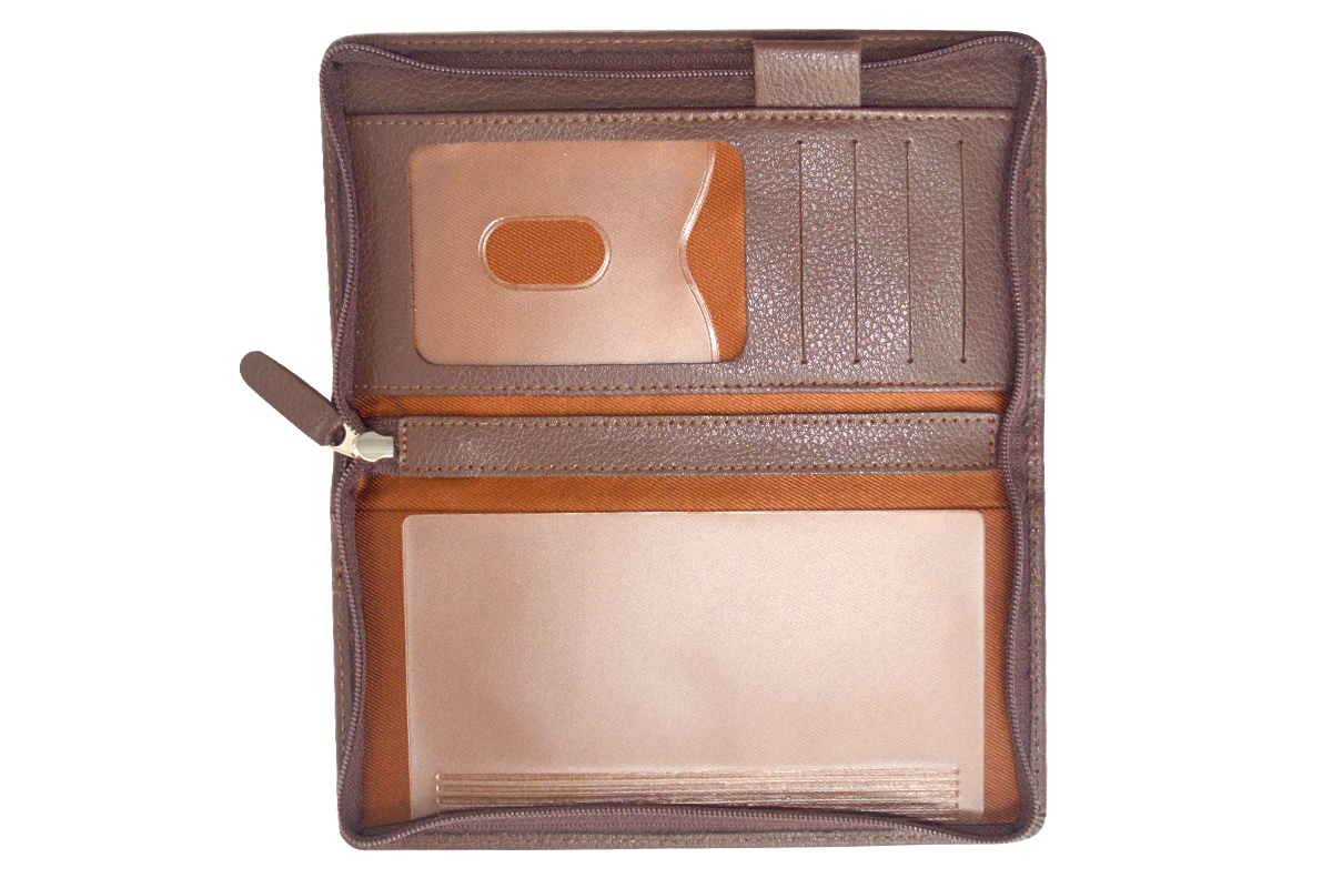 Cognac Brown - Leather Personal Checkbook Cover w/ Zipper| CheckWorks
