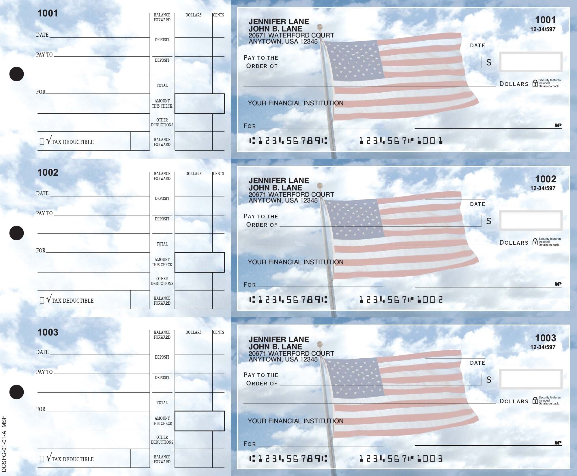 American Flag 3-Up Desk Checks | Checkworks