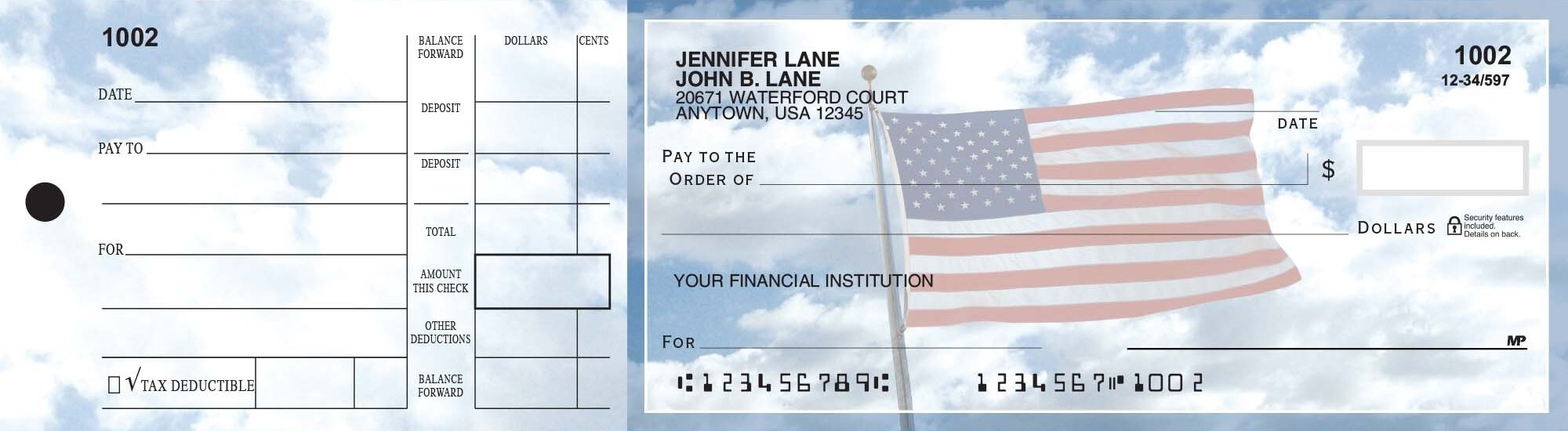 American Flag 3-Up Desk Checks | Checkworks